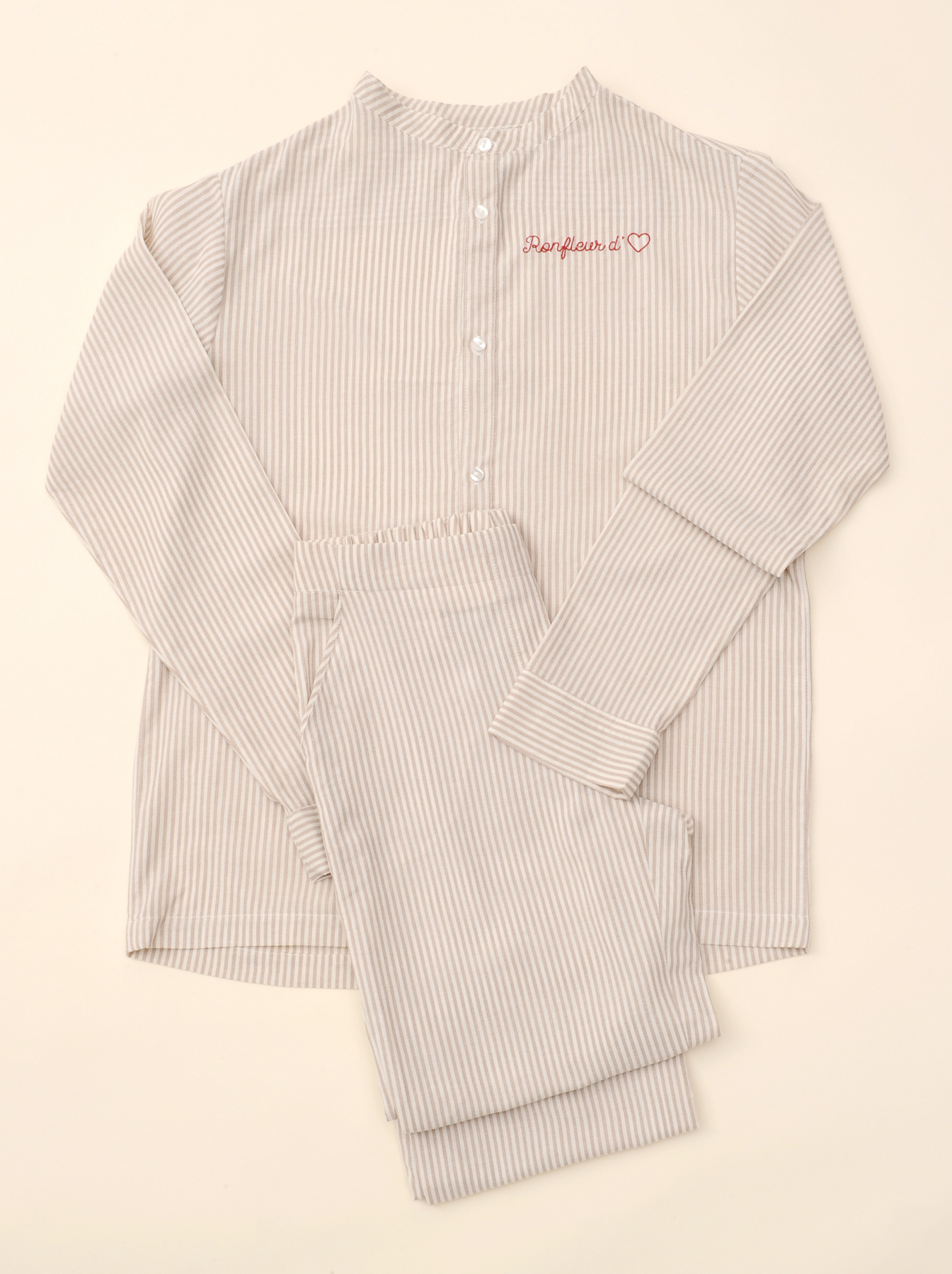 Pyjama Homme personnalisable | Rayures Beiges | Fabriqué en France nähen